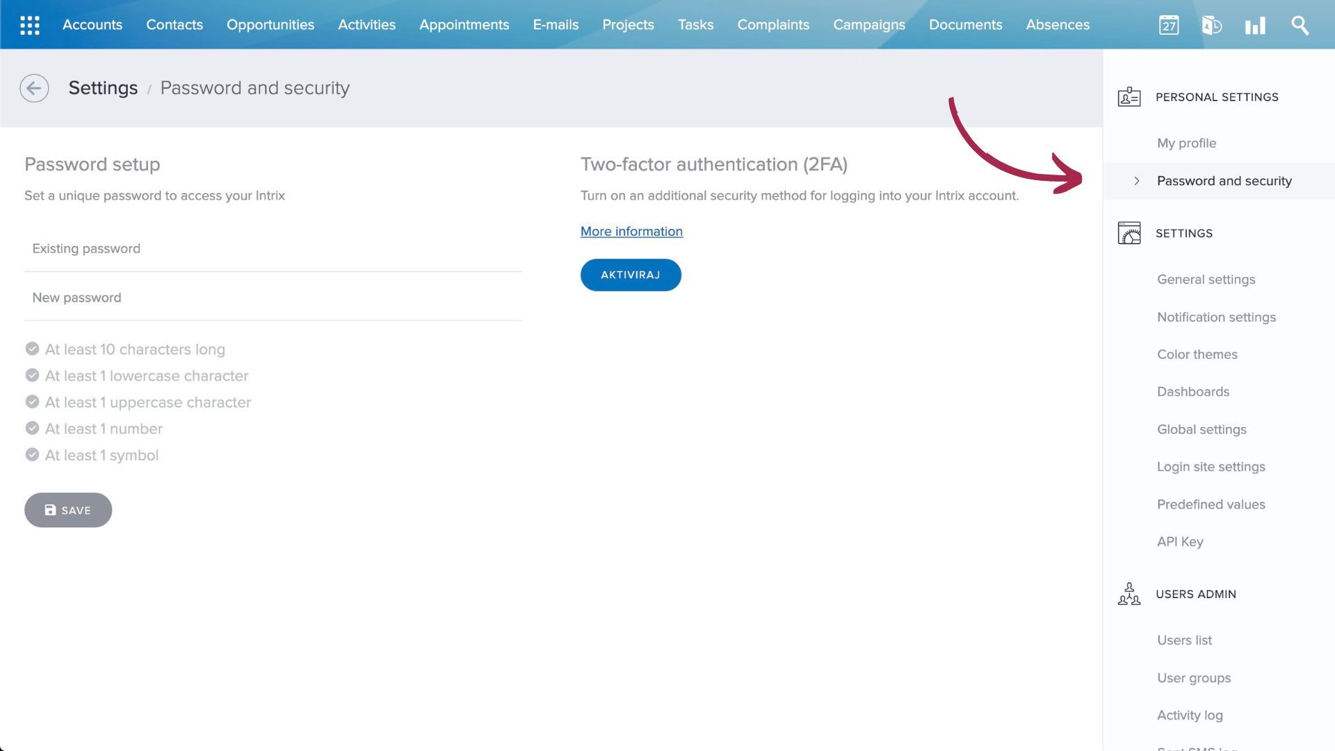 Two factor authentication (2FA) in Intrix | INTRIX