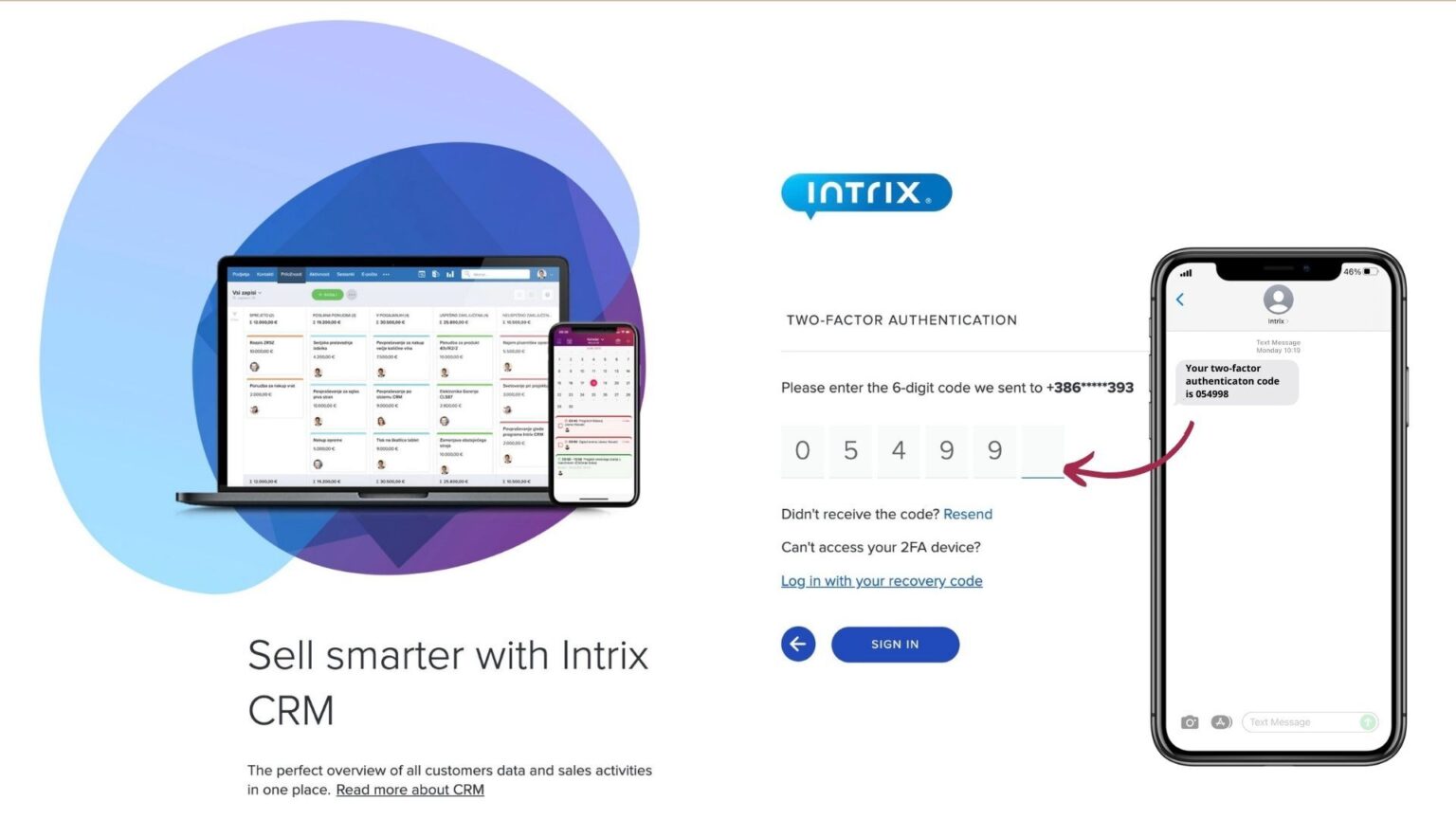 Two factor authentication (2FA) in Intrix | INTRIX